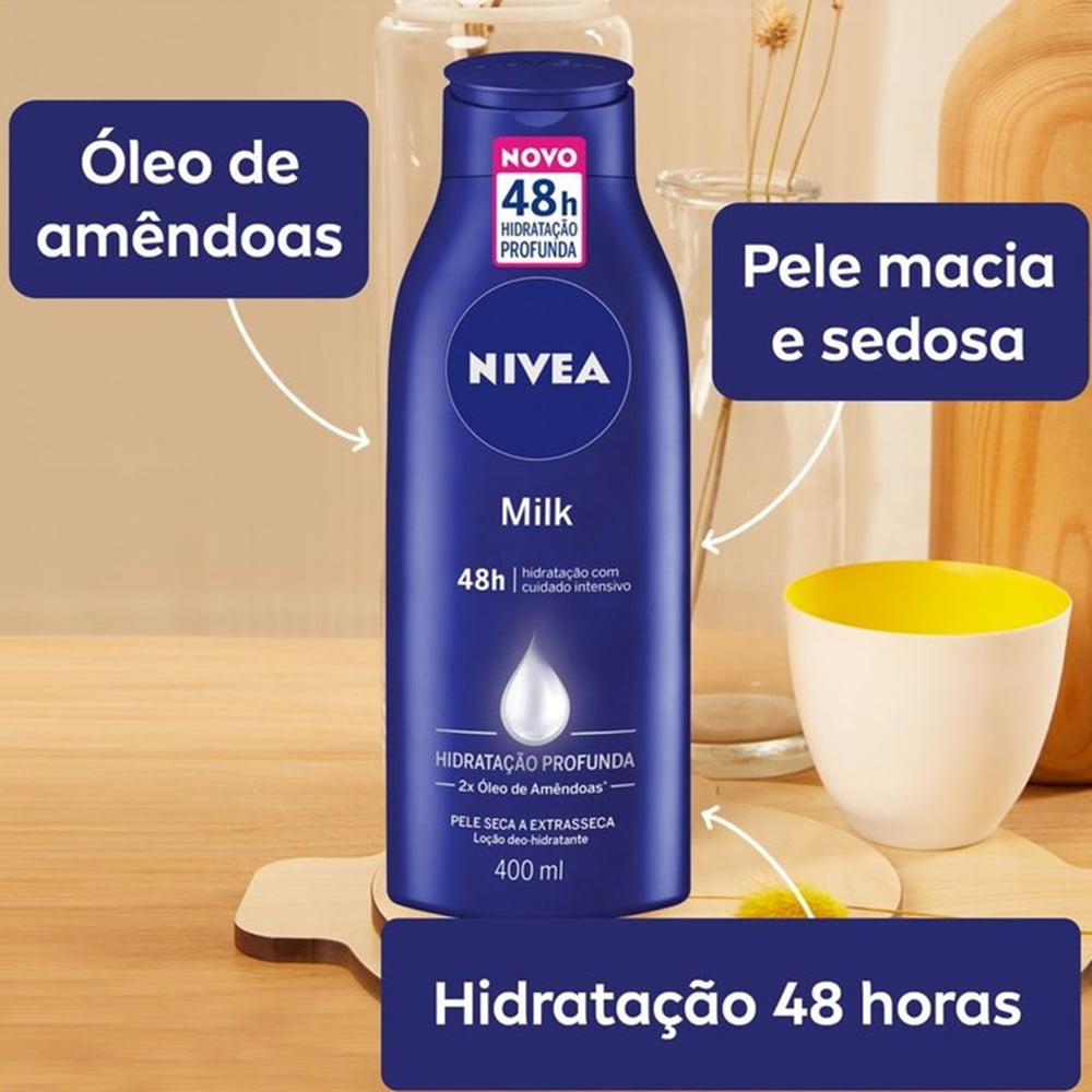 NIVEA LOÇÃO DEO-HIDRATANTE CORPORAL MILK HIDRATAÇÃO PROFUNDA 400 ML NIVEA LOÇÃO DEO-HIDRATANTE CORPORAL MILK HIDRATAÇÃO PROFUNDA 400 ML
